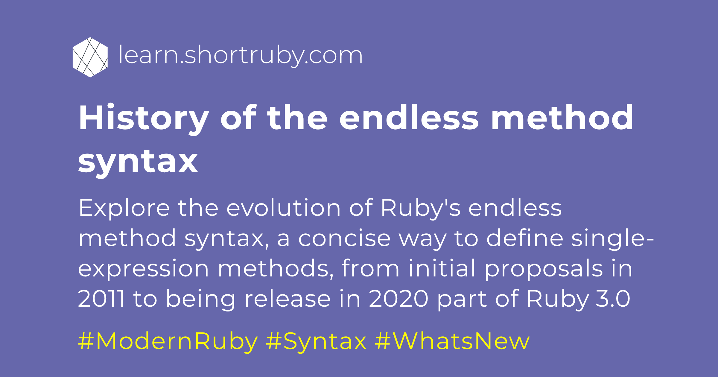 History of the endless method syntax · Short Ruby - Email Courses